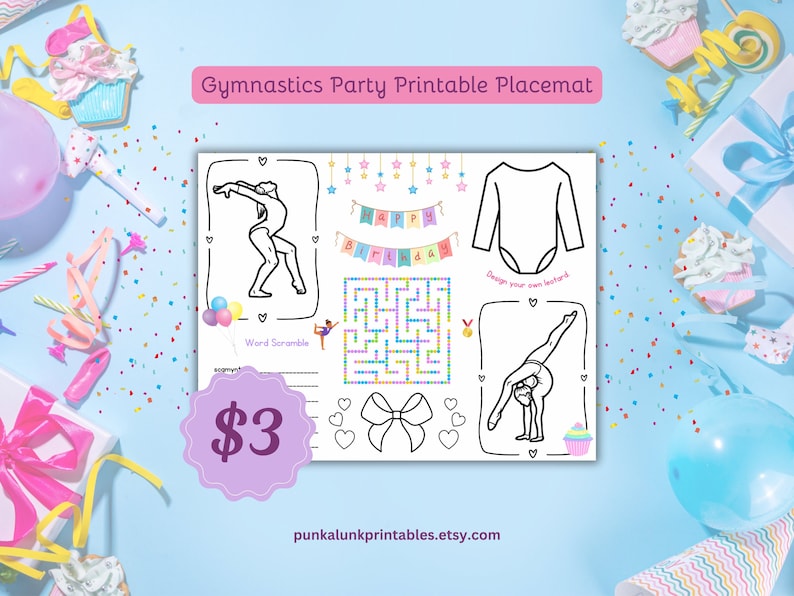 Gymnastics Coloring Sheet, Gymnastics Activity Page, Gymnastics Party ...