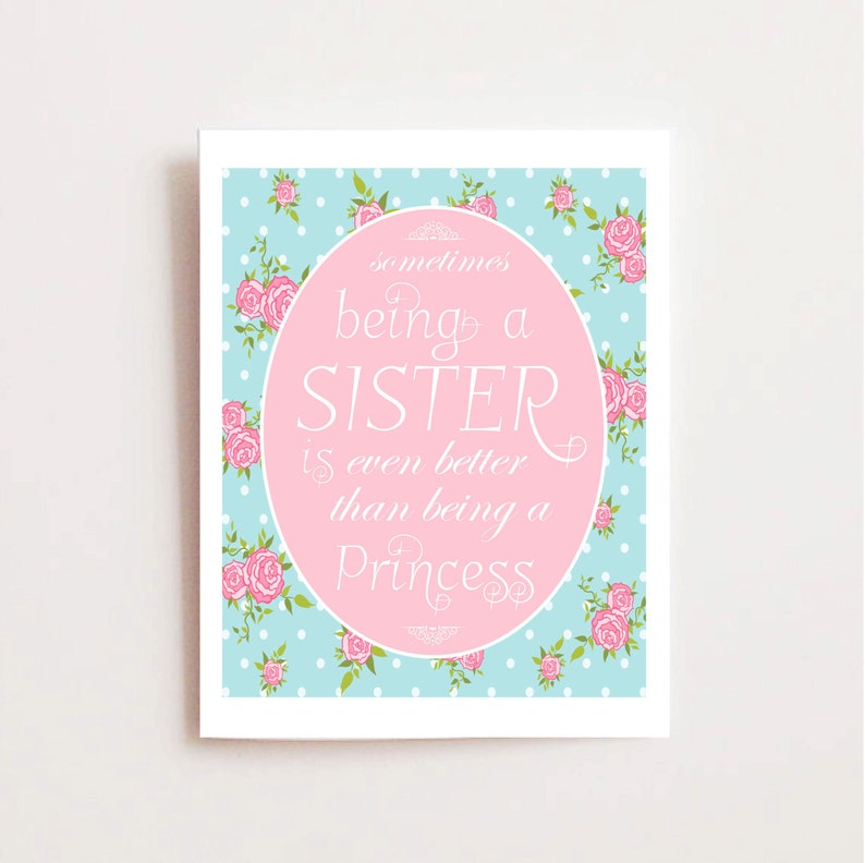 Sister Art Printable Princess Instant Download Cottage Roses Nursery ...