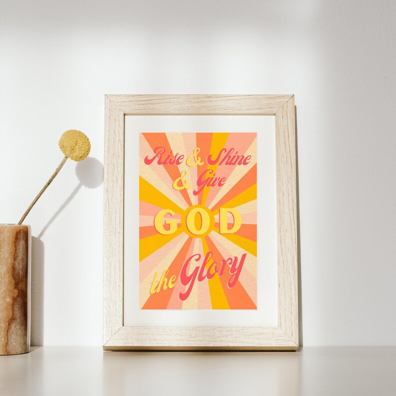 Teen Christian Poster Wall Art, Retro Teenager Bedroom Print, Rise and ...
