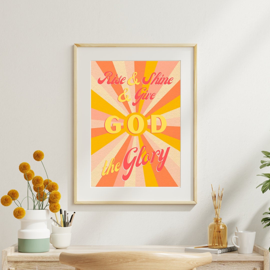 Teen Christian Poster Wall Art, Retro Teenager Bedroom Print, Rise and ...