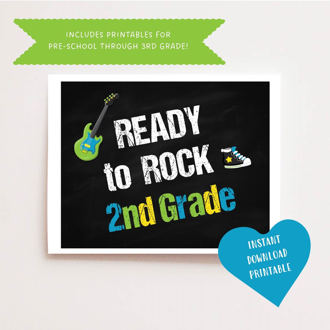Ready to Rock Preschool Printable First Day of School Sign Boys ...