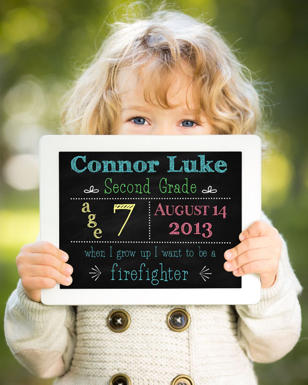 Printable Personalized First Day of School Chalkboard - Photo Prop Sign ...