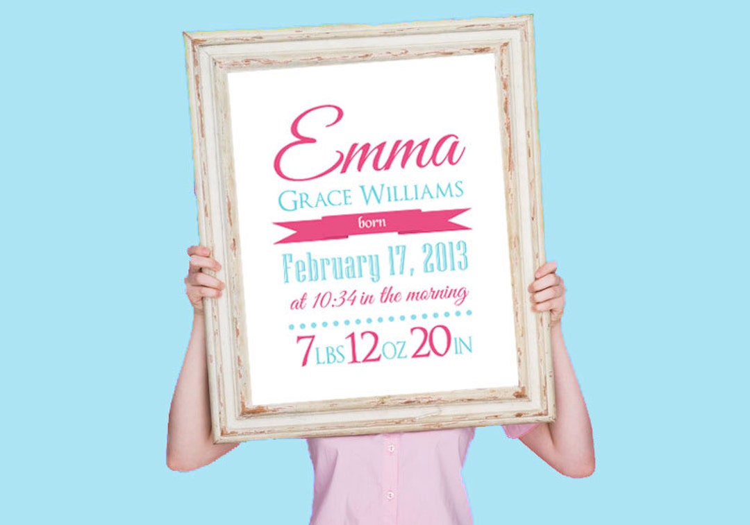 Personalized Baby Name Print - Personalised Nursery Art - New Baby Gift ...