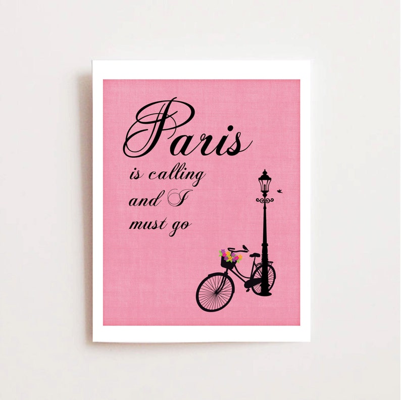 French Bicycle Art Print Loves Paris Pink Paris Art - Etsy