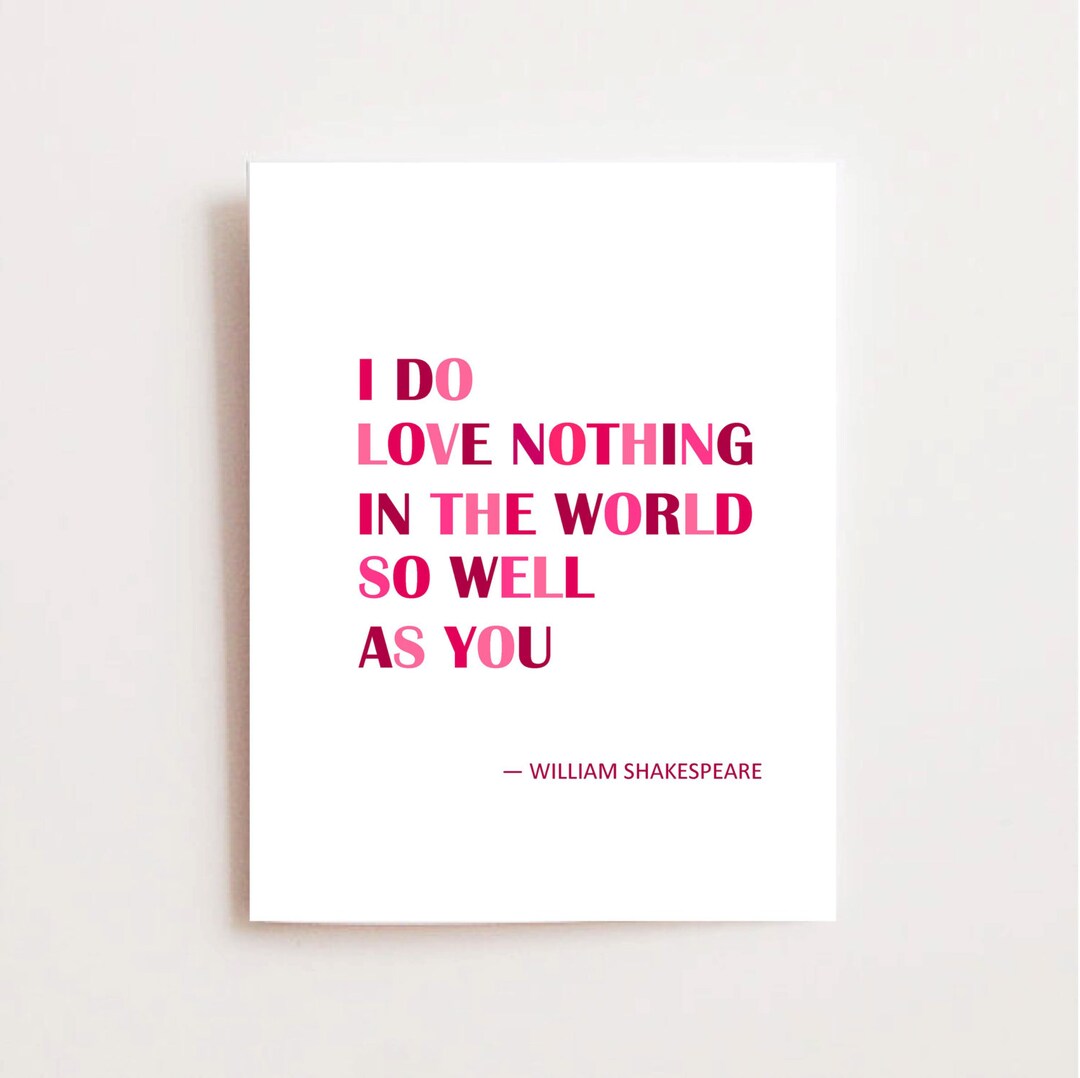 Love You Printable Shakespeare Quote Art Valentine Printable Last ...