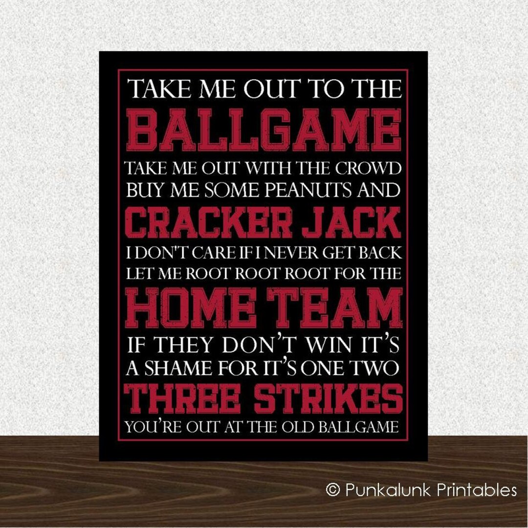 Baseball Subway Art INSTANT DOWNLOAD - Take Me Out to the Ballgame ...