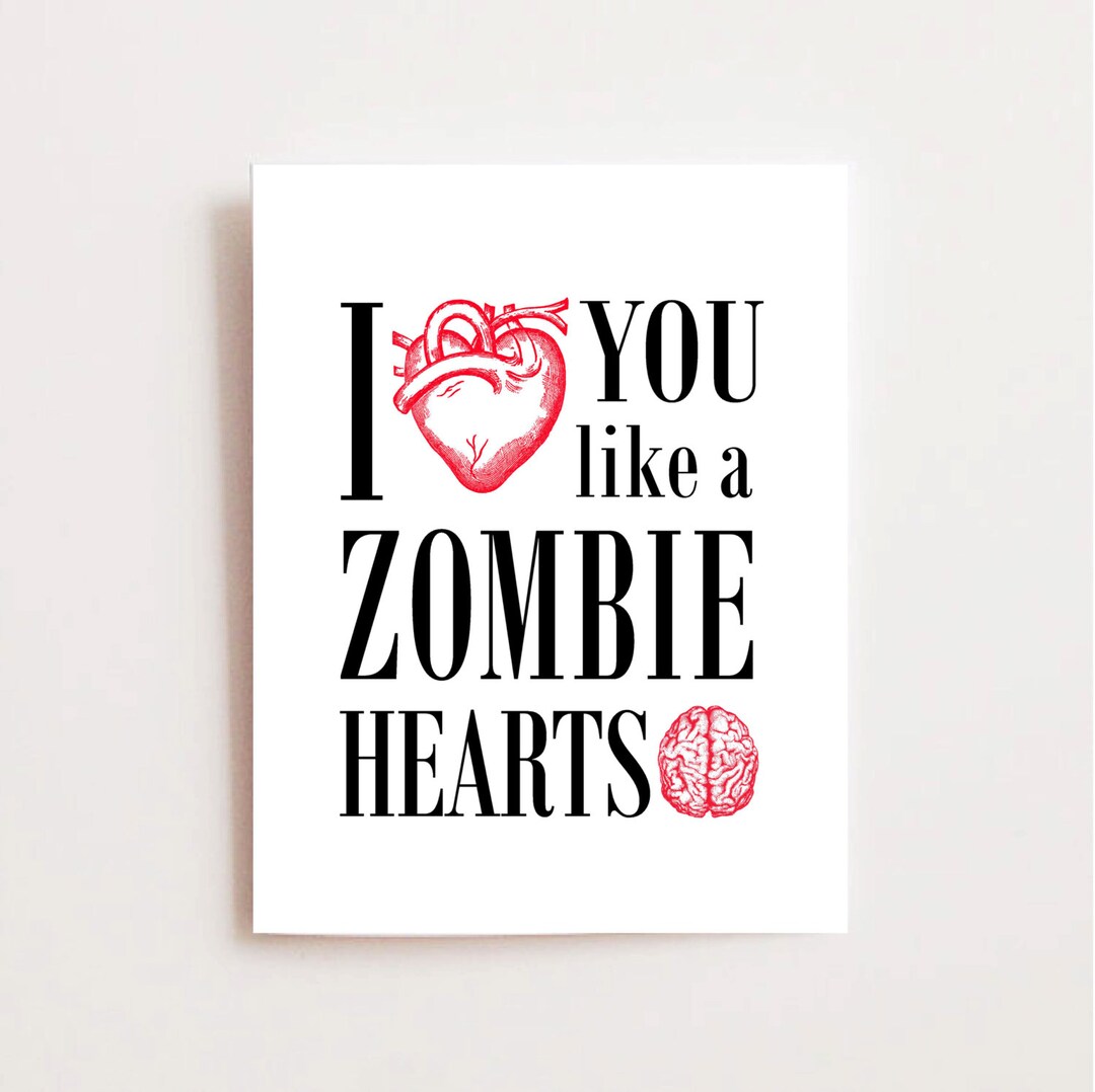 Zombie Valentine Printable - Zombie Love Decoration - Walking Dead ...