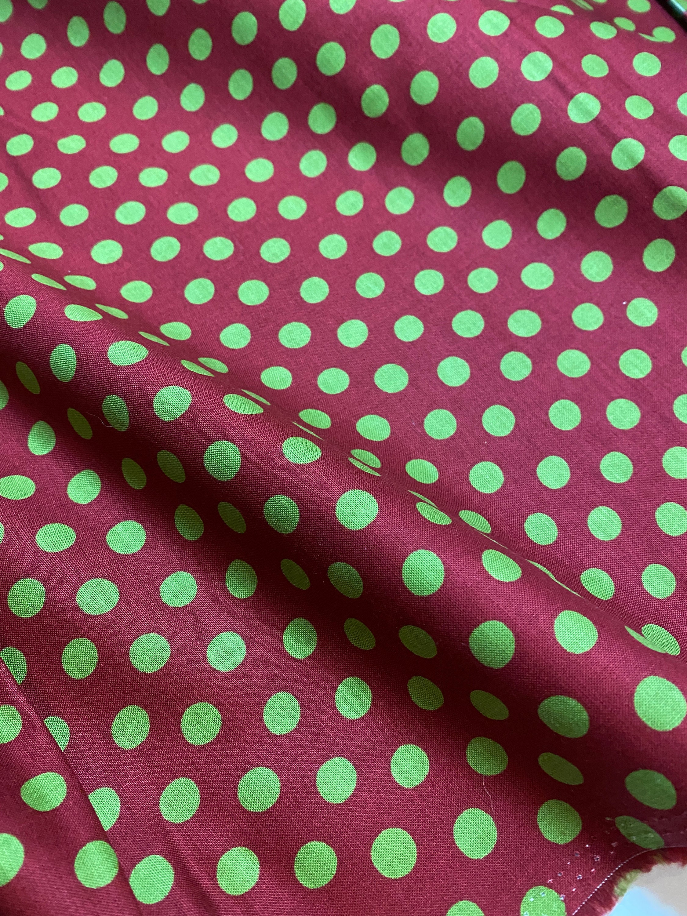Kaffe Fassett Fabric - Spot GP70 Burgundy -medium Green Spots on a Wine ...