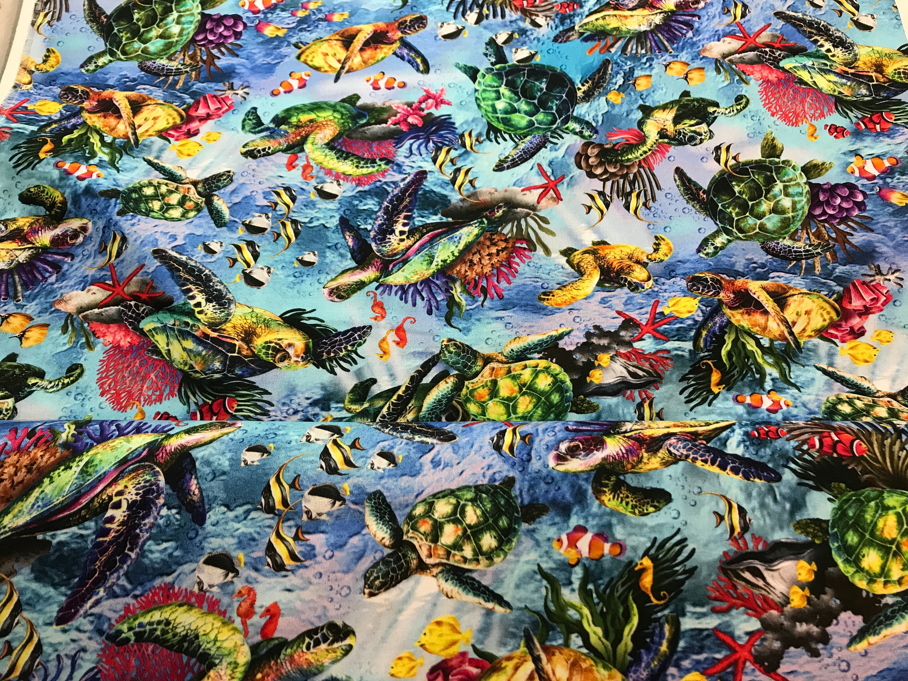 Sea Turtle Fabric Sea Turtles the Reef TURTLES in Light | Etsy