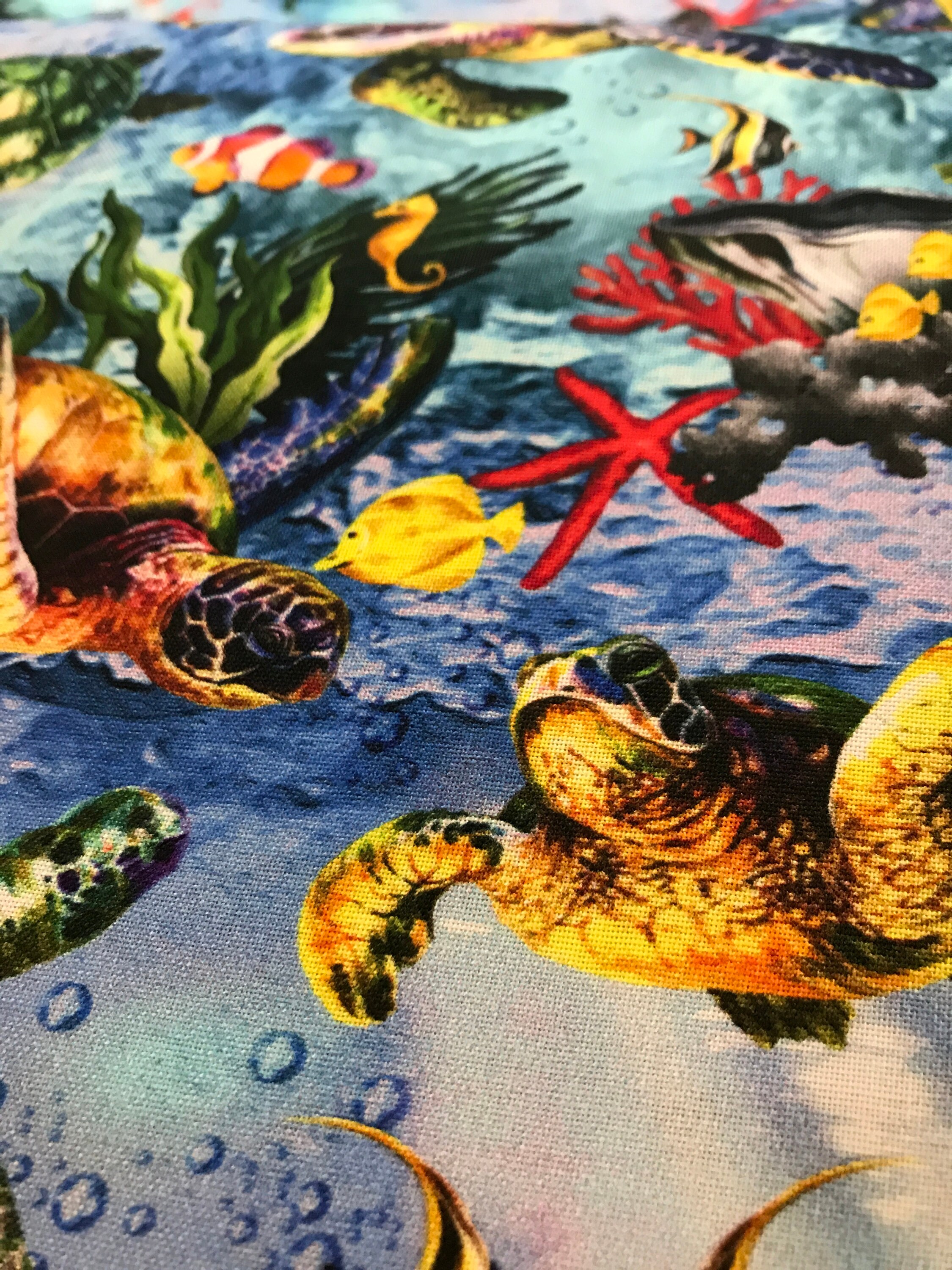 Sea Turtle Fabric - Sea Turtles - the Reef -TURTLES in Light Blue by ...