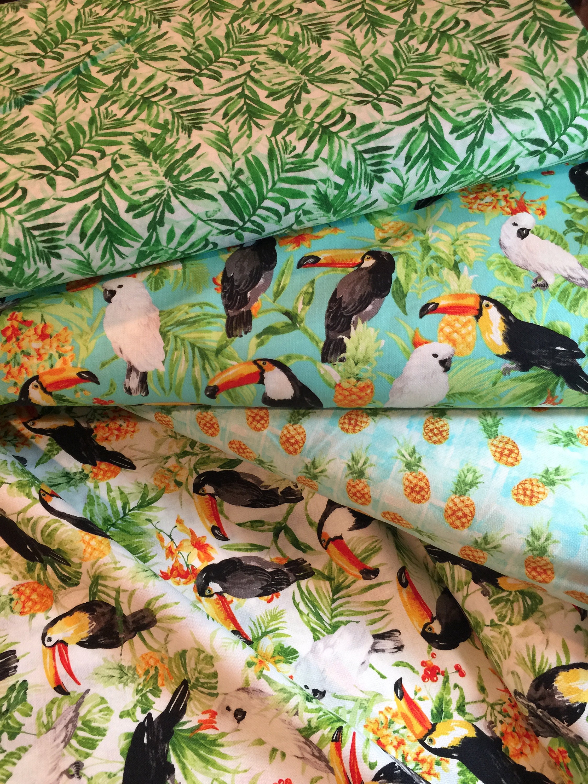 Toucan Paradise Fabric Isles in Turquoise by Oasis Bird - Etsy