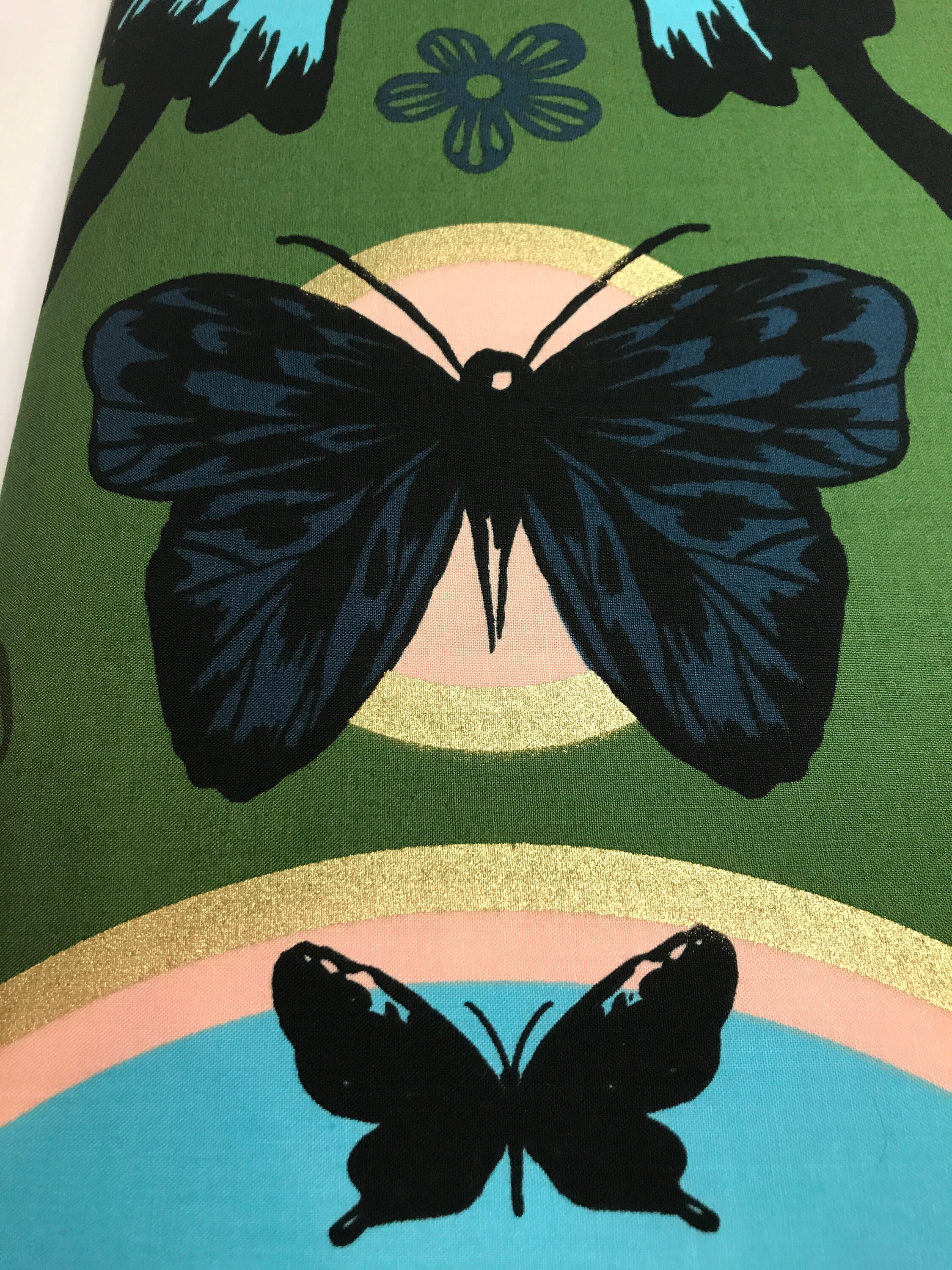 Ruby Star Fabric Tiger Fly Digital in Green with Metallic | Etsy