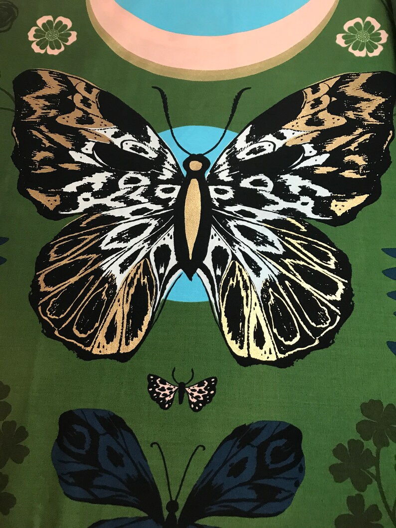 Ruby Star Fabric Tiger Fly Digital in Green With Metallic | Etsy