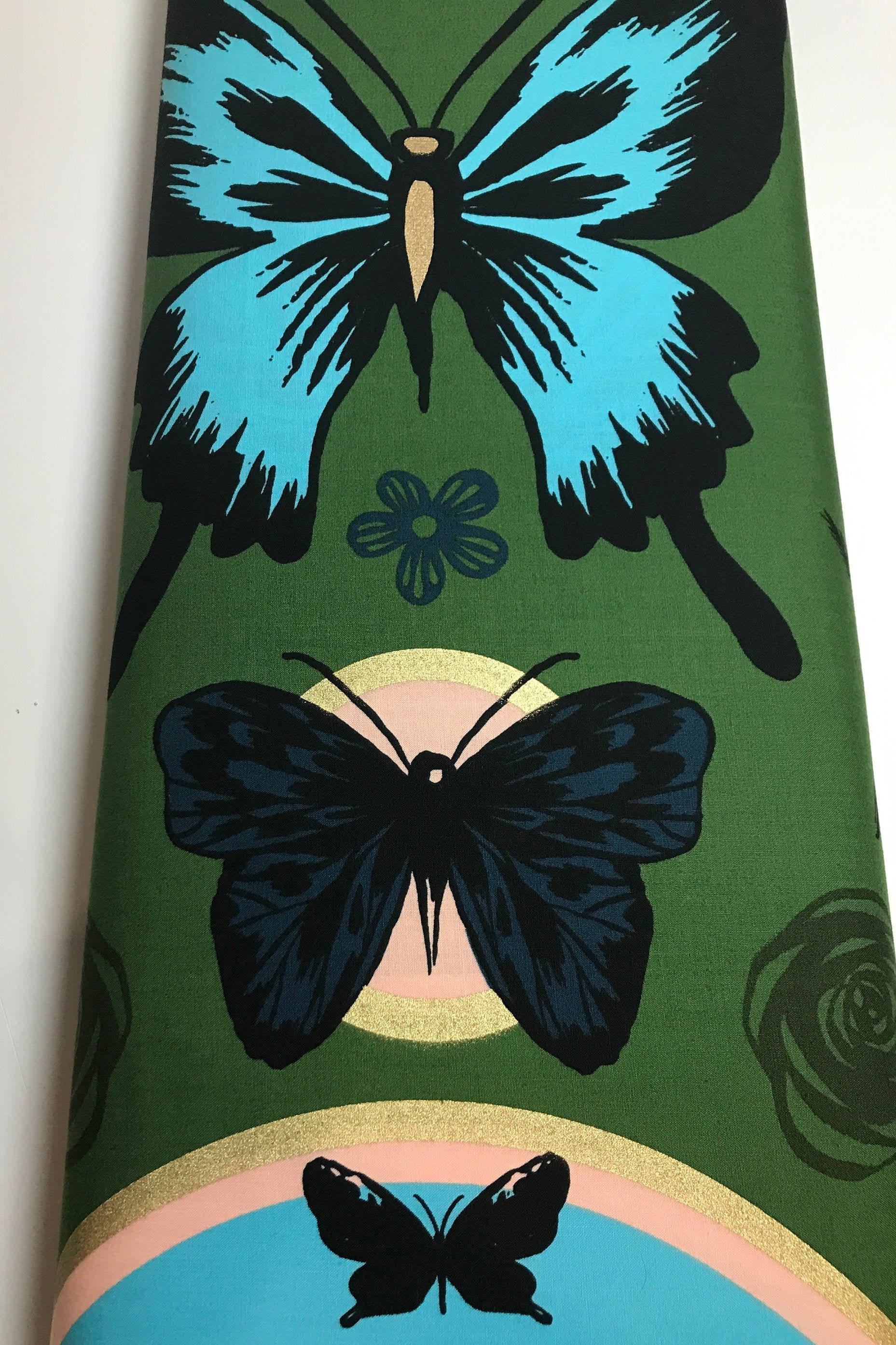 Ruby Star Fabric Tiger Fly Digital in Green With Metallic | Etsy