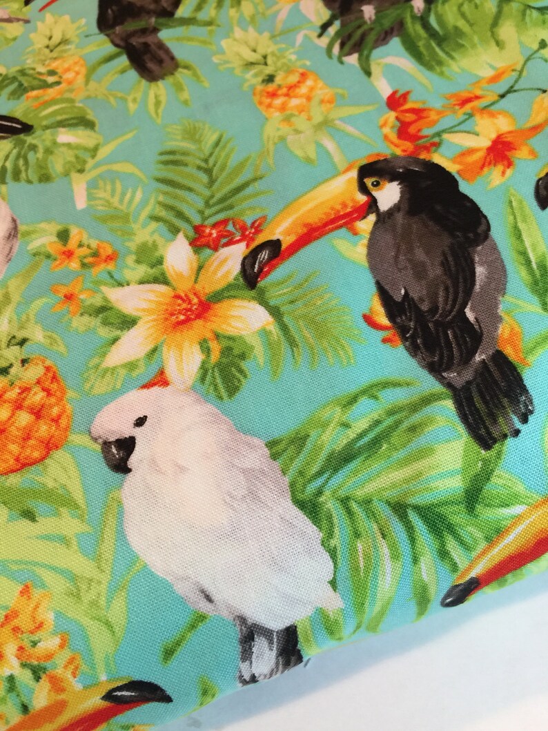 Toucan Paradise Fabric Isles in Turquoise by Oasis Bird - Etsy