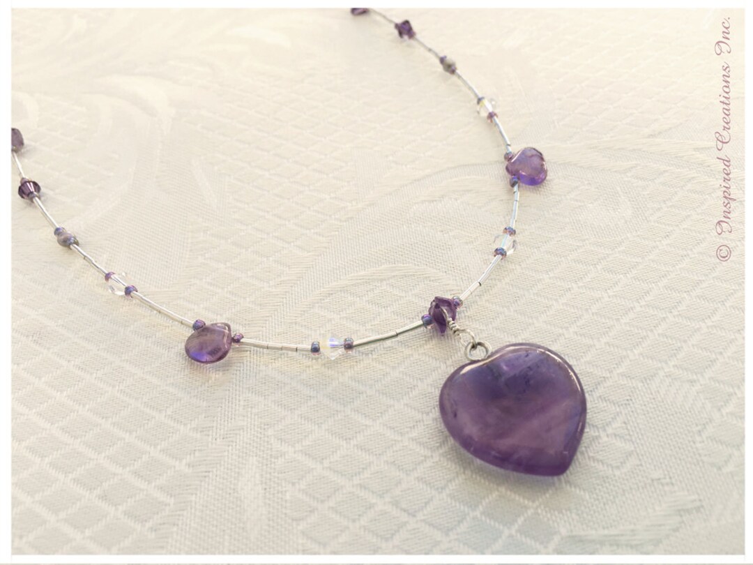 INTUITION BOOSTER: Purple Heart Pendant Necklace Spiritual - Etsy