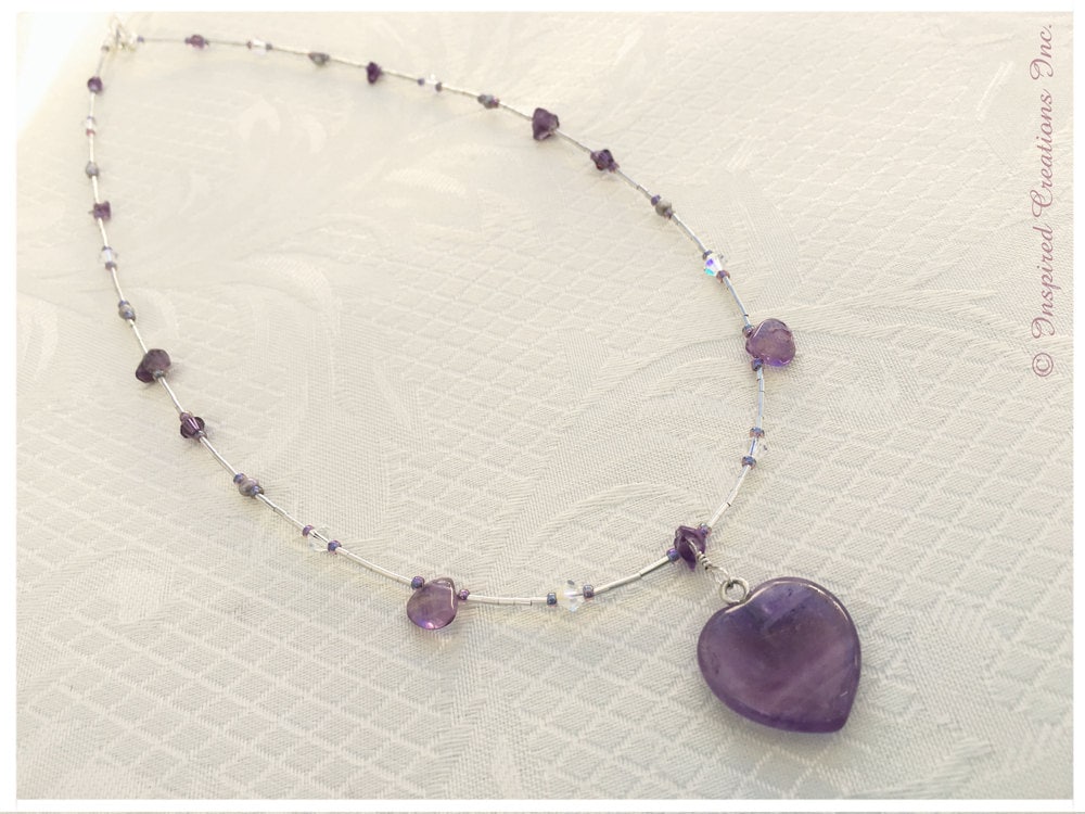 INTUITION BOOSTER: Purple Heart Pendant Necklace Spiritual - Etsy
