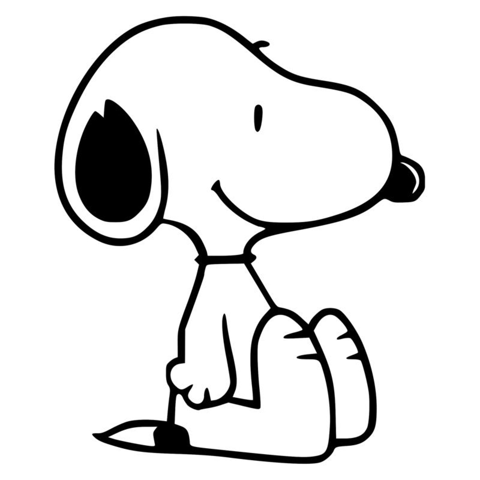Snoopy Sitting Vinyl Decal Peanuts Cartoon Sticker - Etsy