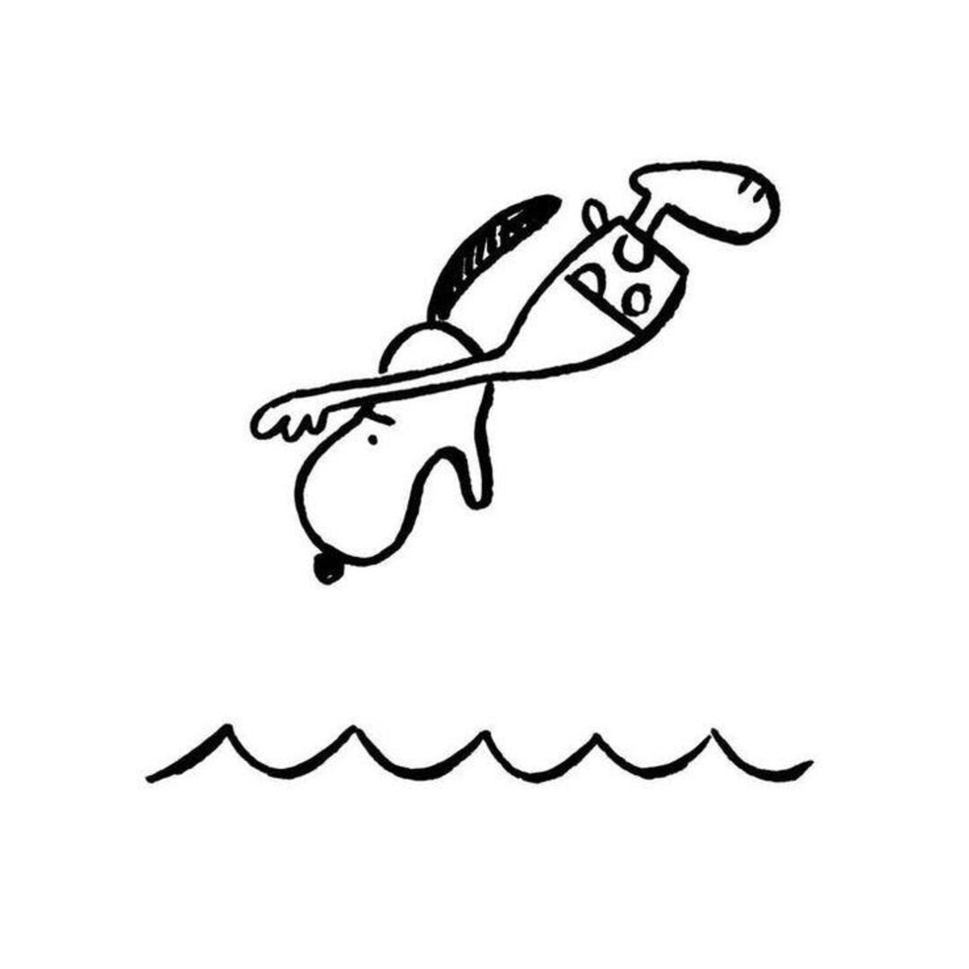 Cartoon Dog Diving Into Water Window Mirror Laptop Cup Vinyl Decal ...