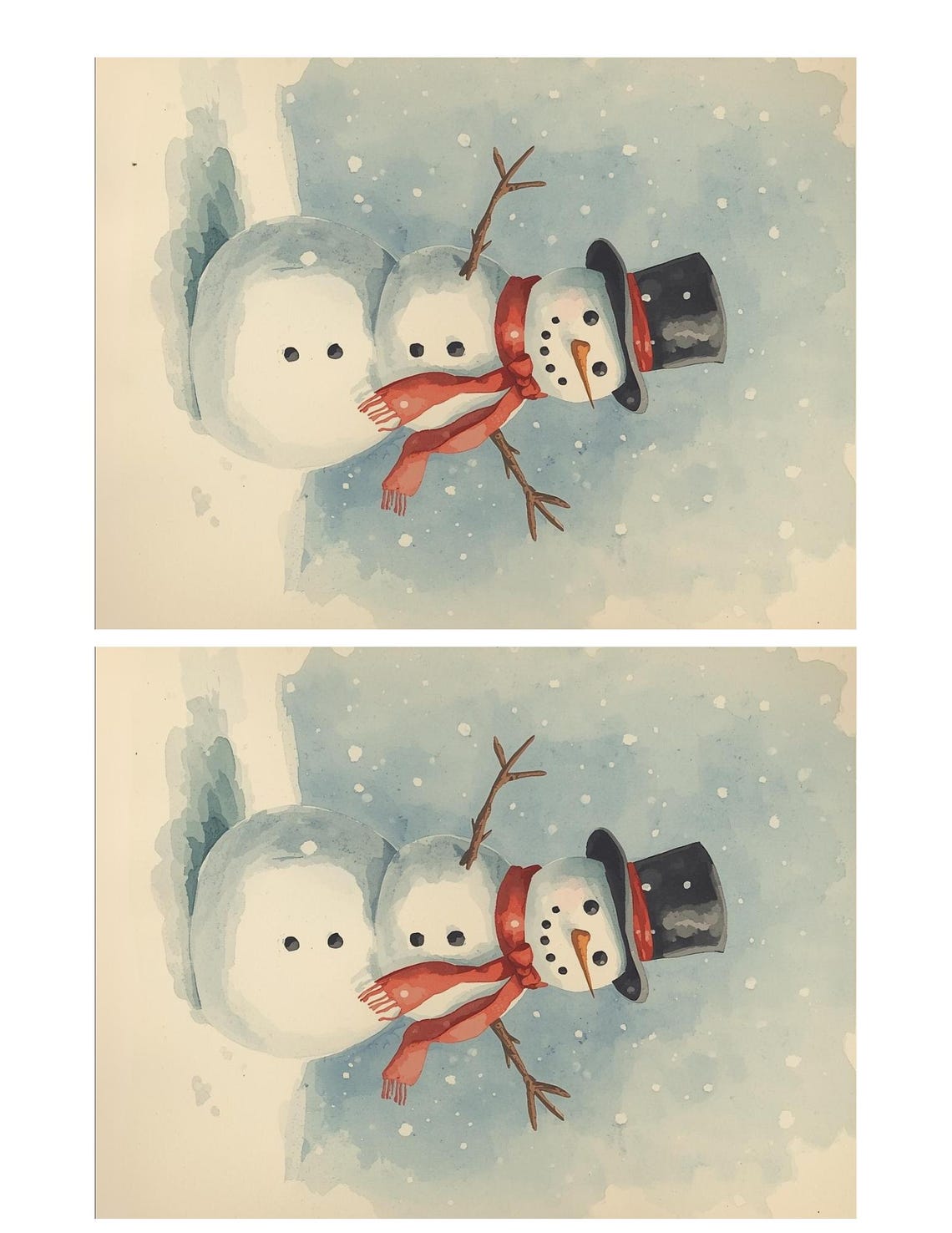 Water Color Snowman Winter Scene Rice Paper A4 - Etsy