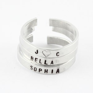 Personalized Stacking Ring - Adjustable Ring - Silver Ring - Custom ...