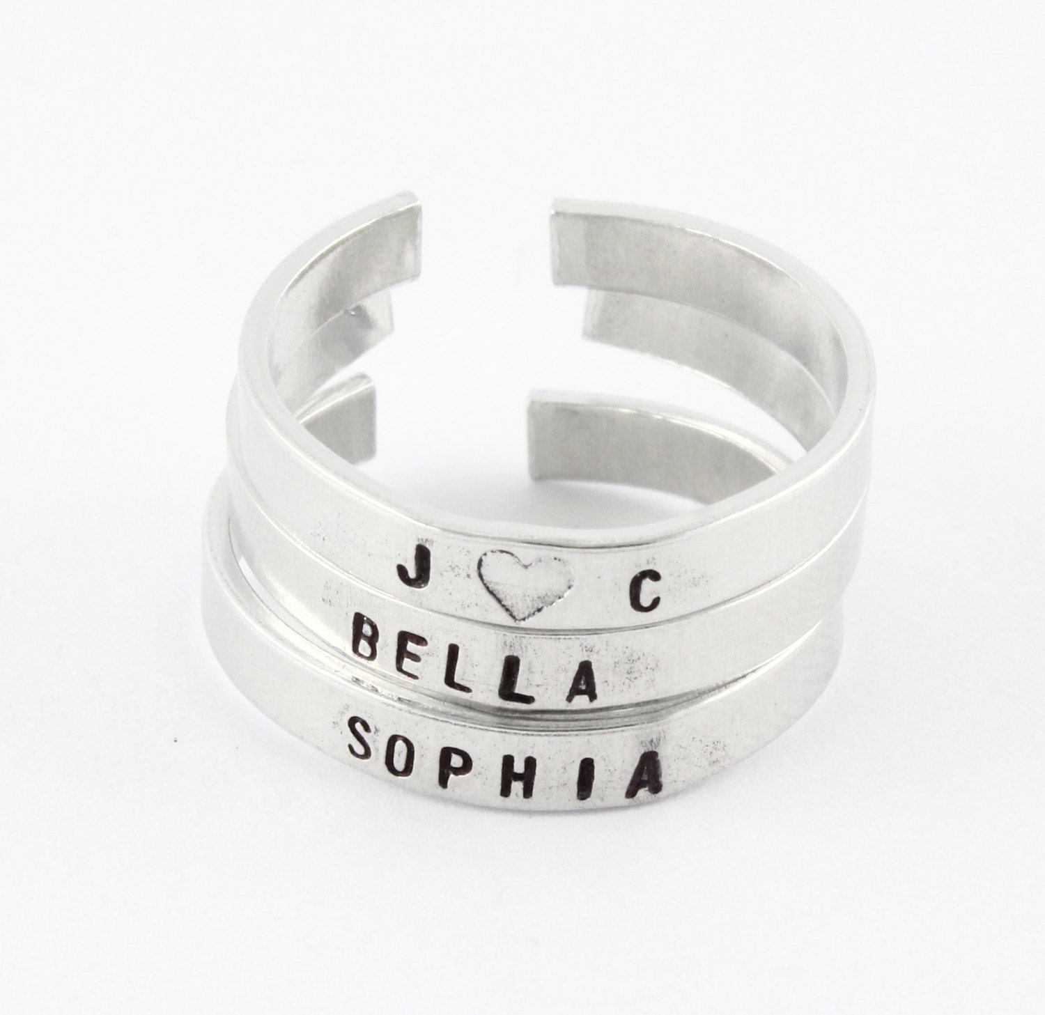 Personalized Stacking Ring - Adjustable Ring - Silver Ring - Custom ...