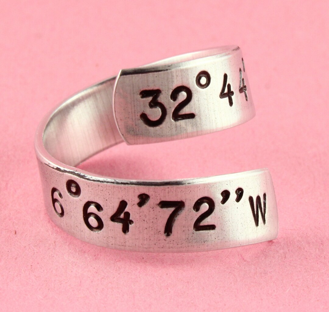 Coordinates Ring - Latitude Longitude Ring - Custom Address Ring ...