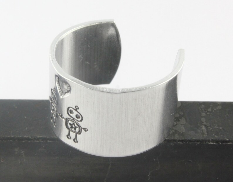 Robot Love Ring - Robot Ring - Geek Ring - Adjustable Ring - Thumb Ring ...