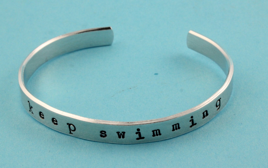 Just Keep Swimming Bracelet - Cuff Bracelet - Depression Bracelet ...