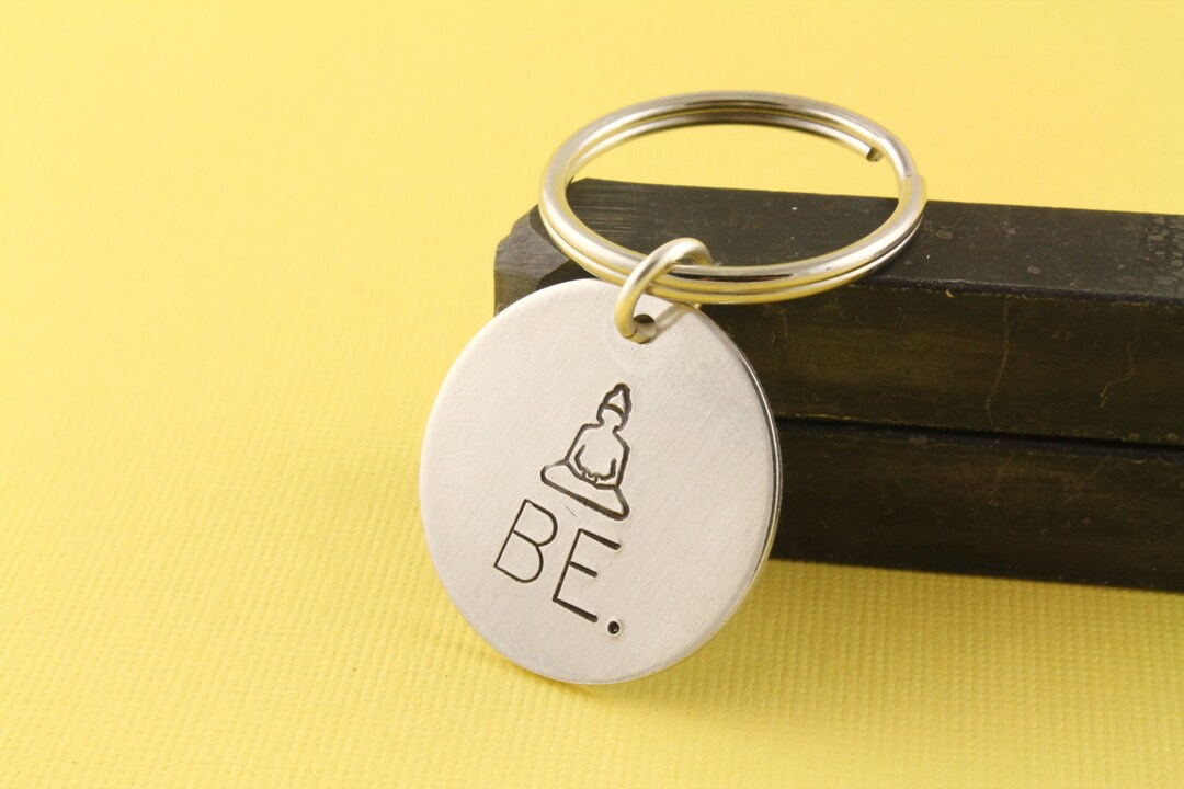 Buddha Keychain - Be Keychain - Silver Key Chain - Buddha Keyring ...