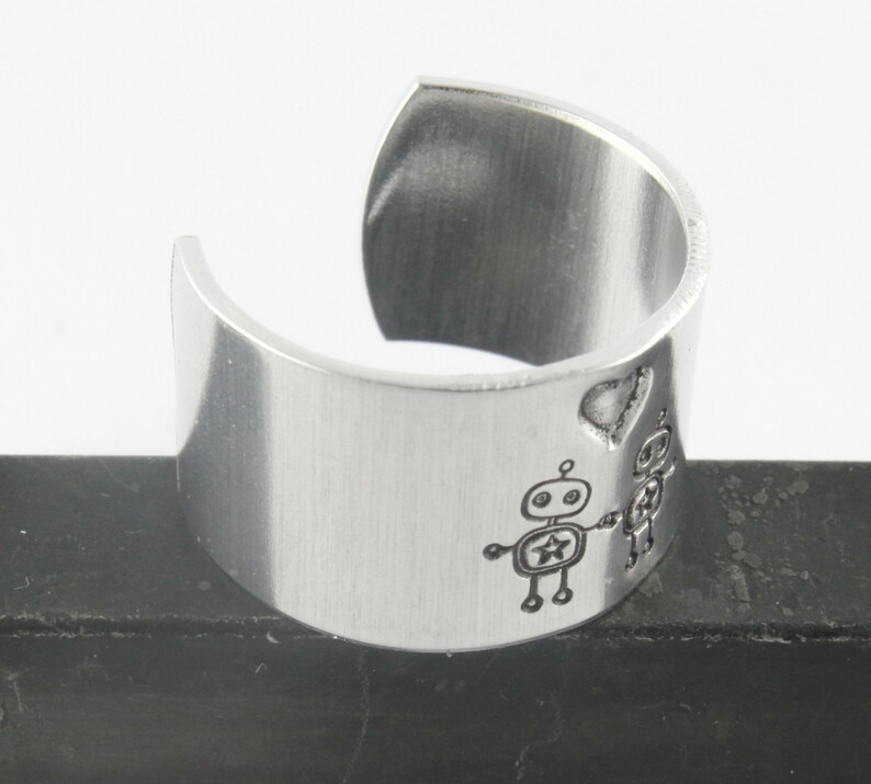 Robot Love Ring - Robot Ring - Geek Ring - Adjustable Ring - Thumb Ring ...