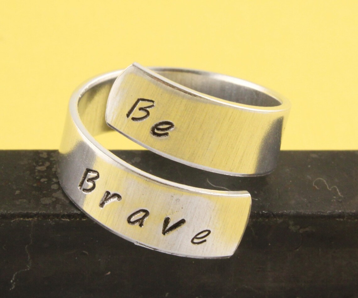 Be Brave Ring - Adjustable Ring - Wrap Ring - Twist Ring - Silver Ring ...