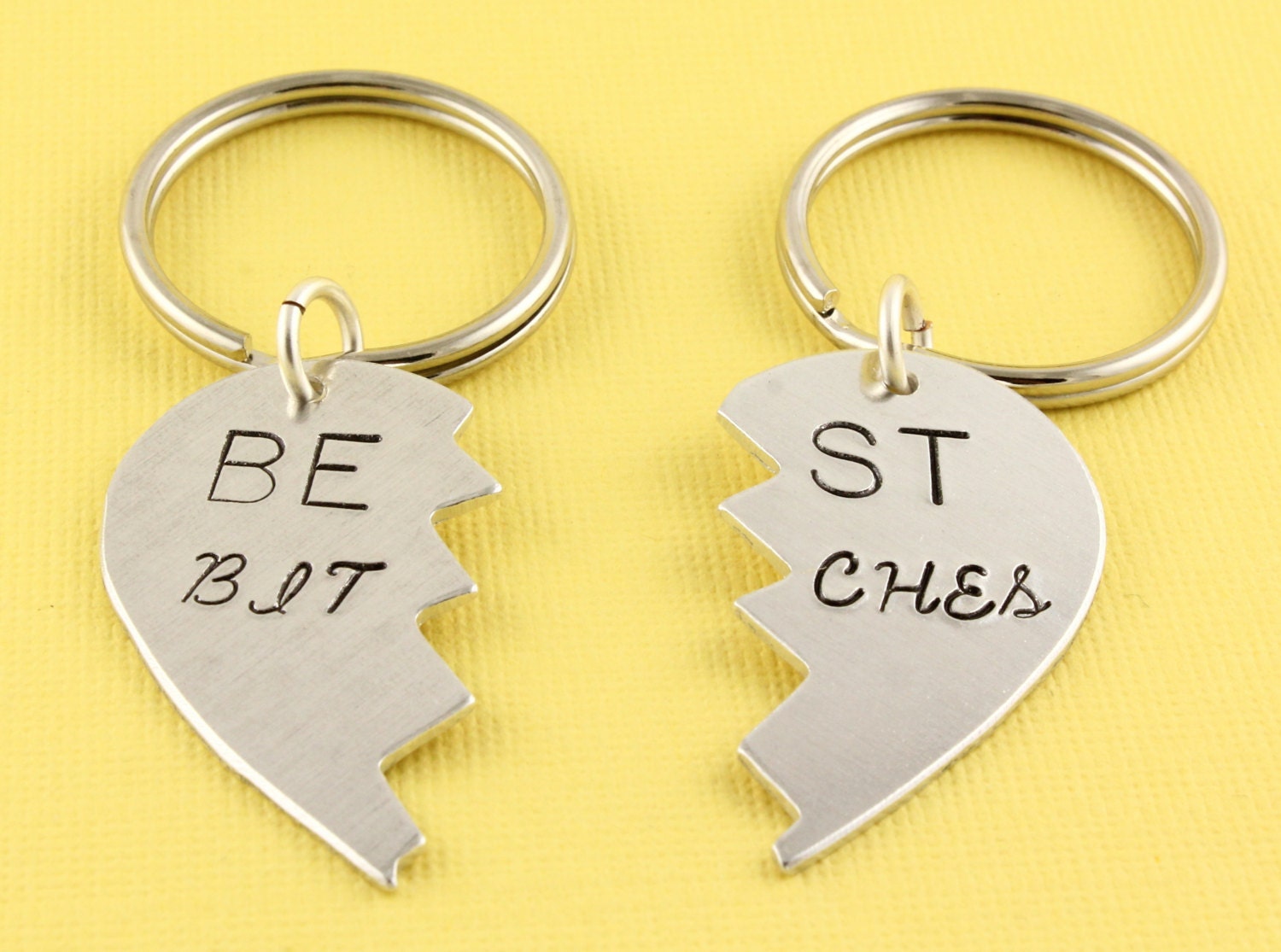 SALE Best B.tches Hand Stamped Broken Hearts Keychains | Etsy