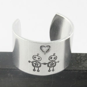 Robot Love Ring - Robot Ring - Geek Ring - Adjustable Ring - Thumb Ring ...
