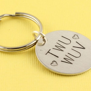 SALE - Twu Wuv Keychain - True Love Aluminum Key Ring - Key Chain ...