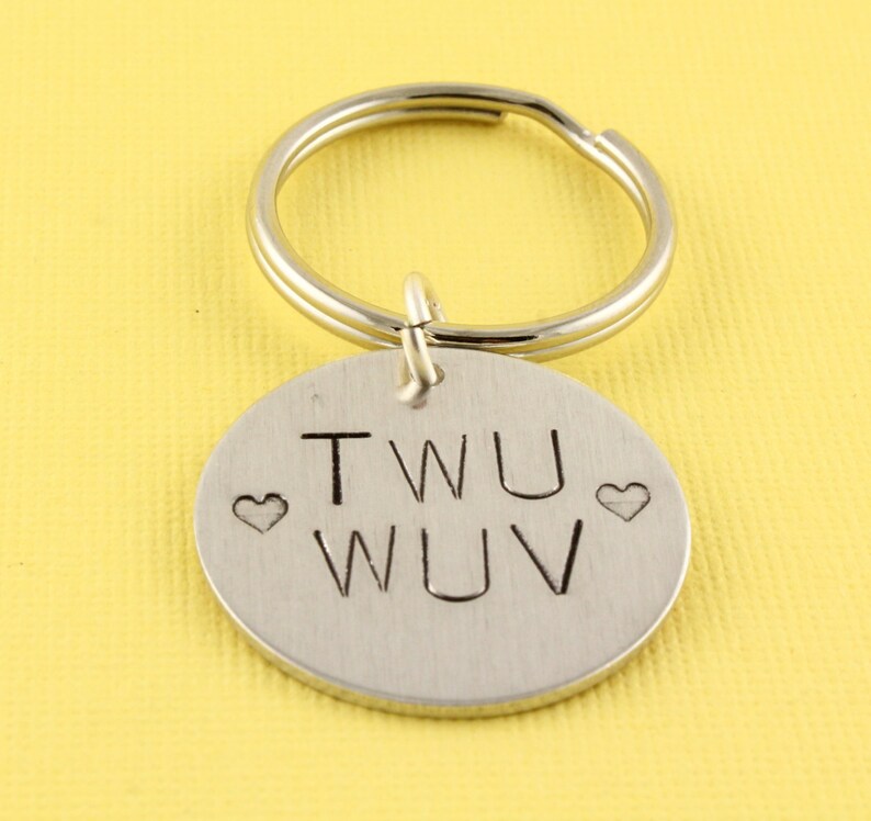 SALE - Twu Wuv Keychain - True Love Aluminum Key Ring - Key Chain ...