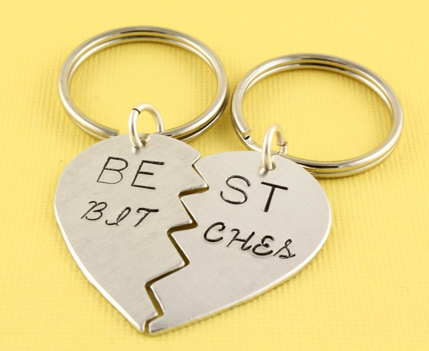 SALE Best B.tches Hand Stamped Broken Hearts Keychains | Etsy