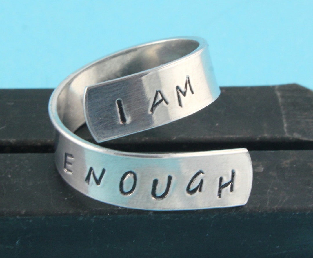 I Am Enough Ring - Wrap Ring - Twist Ring - Silver Ring - Size 7 Ring ...