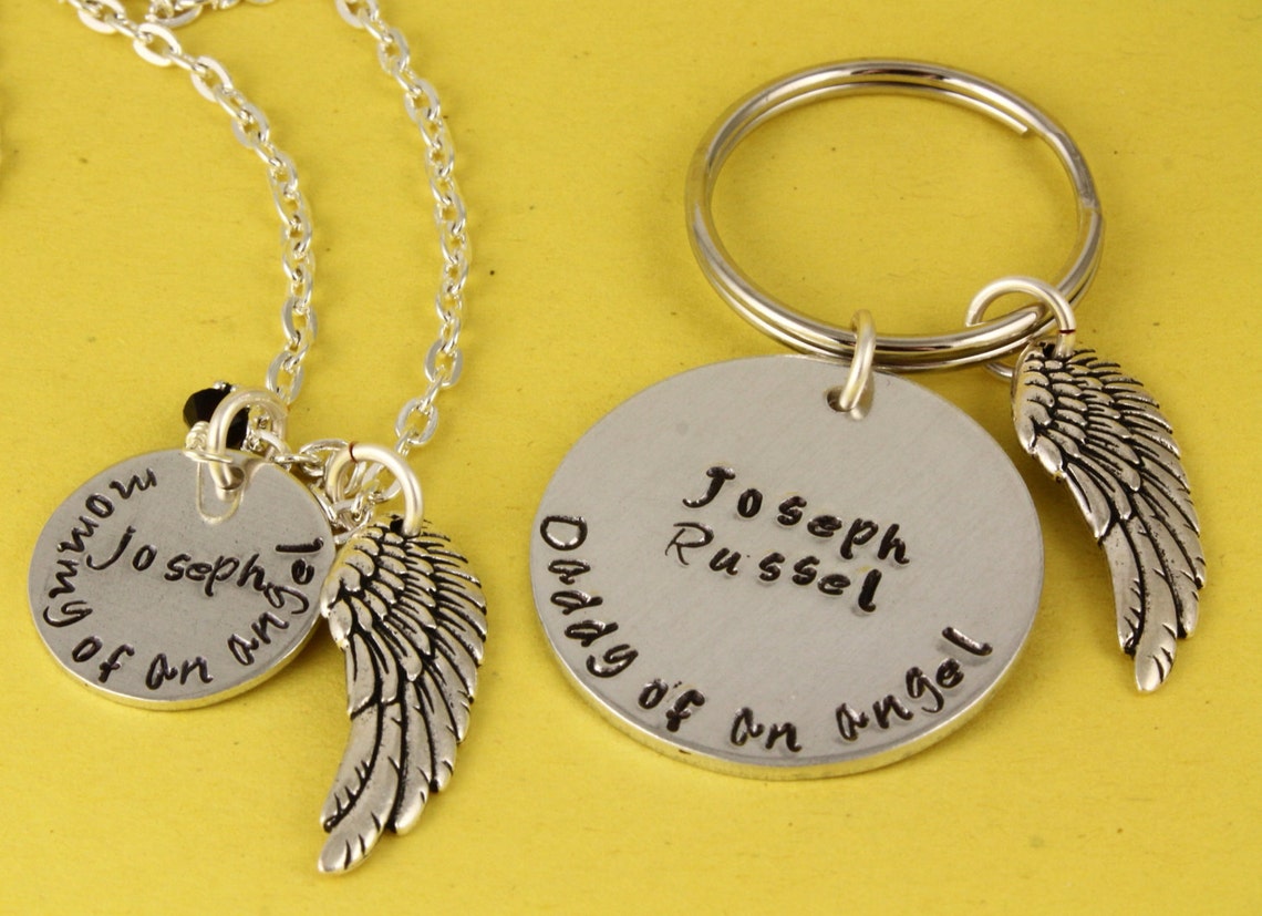 Personalized Daddy of an Angel Keychain and Mommy of an Angel | Etsy