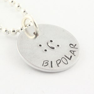 SALE - Bipolar Necklace - Happy Sad Necklace - Hand Stamped Necklace - Etsy
