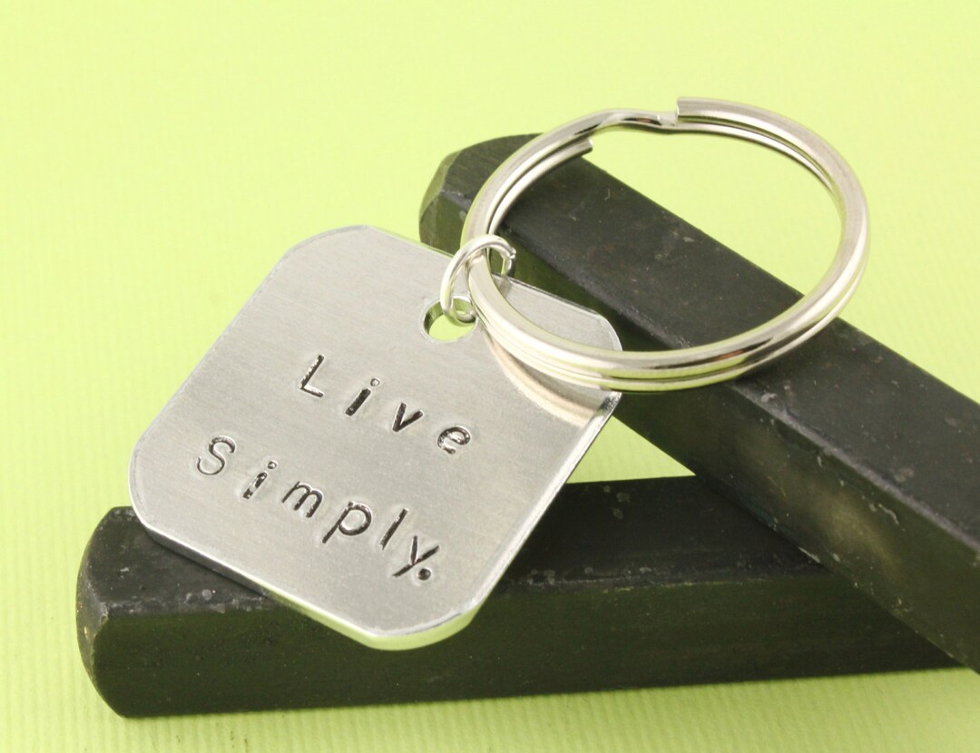 Live Simply Keychain - Minimalist Keychain - Silver Key Chain - Minimal ...