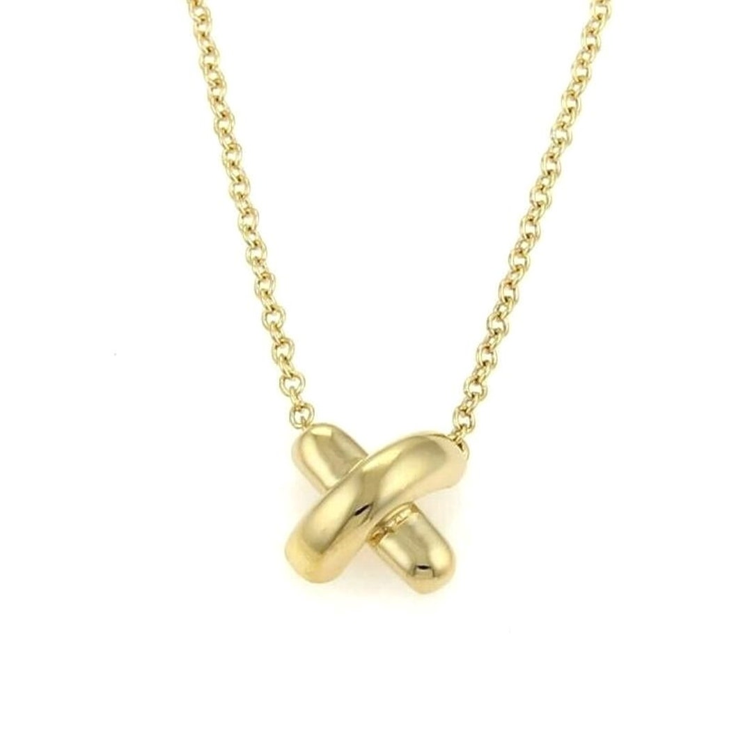 TIFFANY & Co. 18K Gold Stitch Cross Pendant Necklace - Etsy
