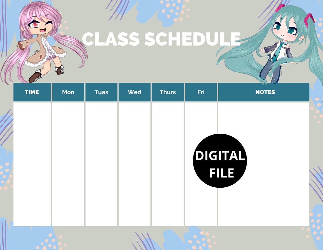 Gacha Life - Class Schedule - Printable - Letter Size - Etsy