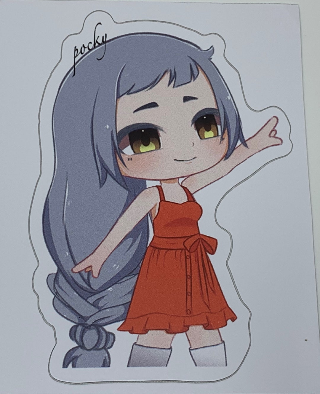 Gacha Girl With Grey Hair and Red Dress - Gacha Life Art Sticker - Etsy