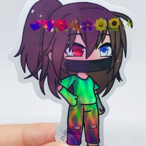 Girl With Face Mask - Gacha Life Art Holographic Sticker - Etsy