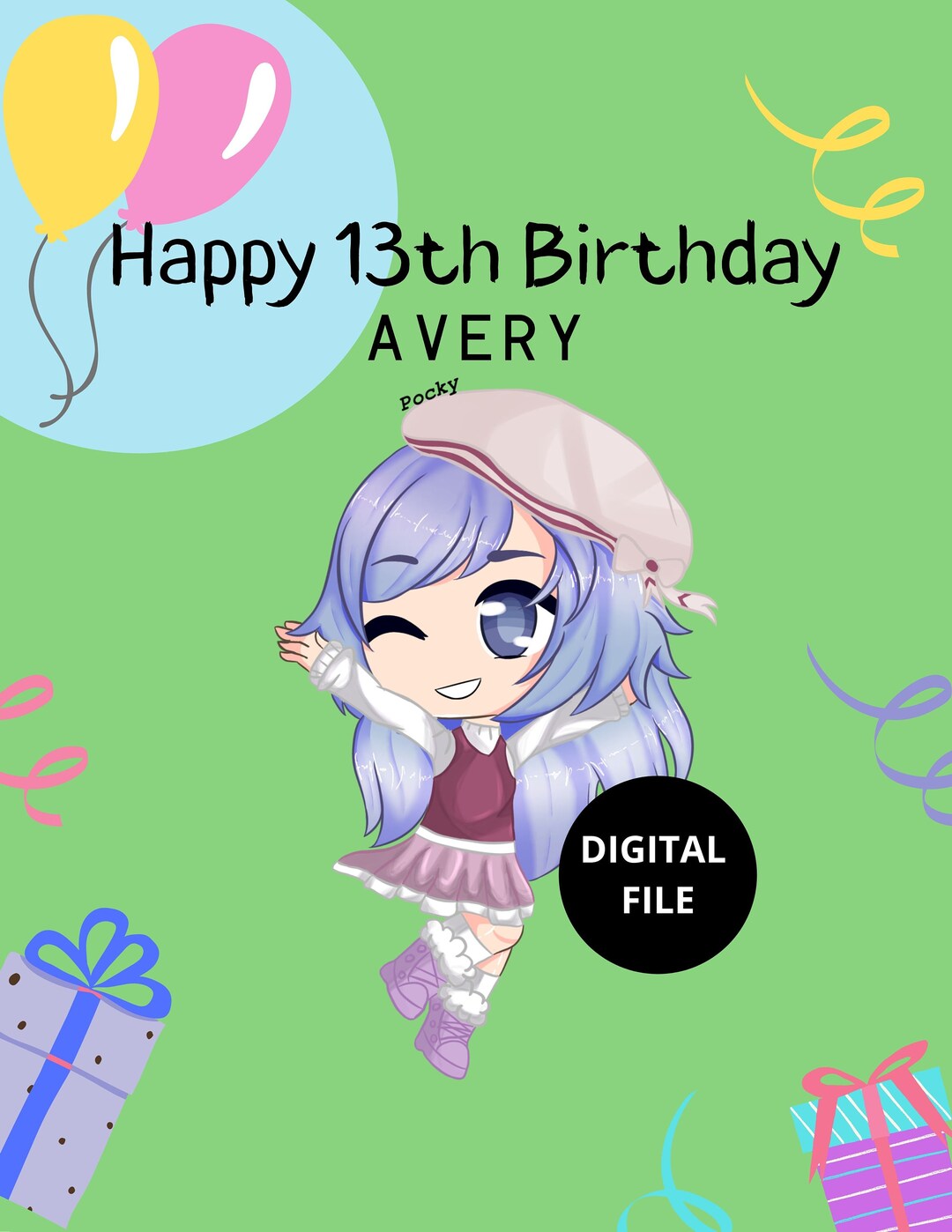 Gacha Life Birthday Personalized Foldable Postcard - Digital Printable ...