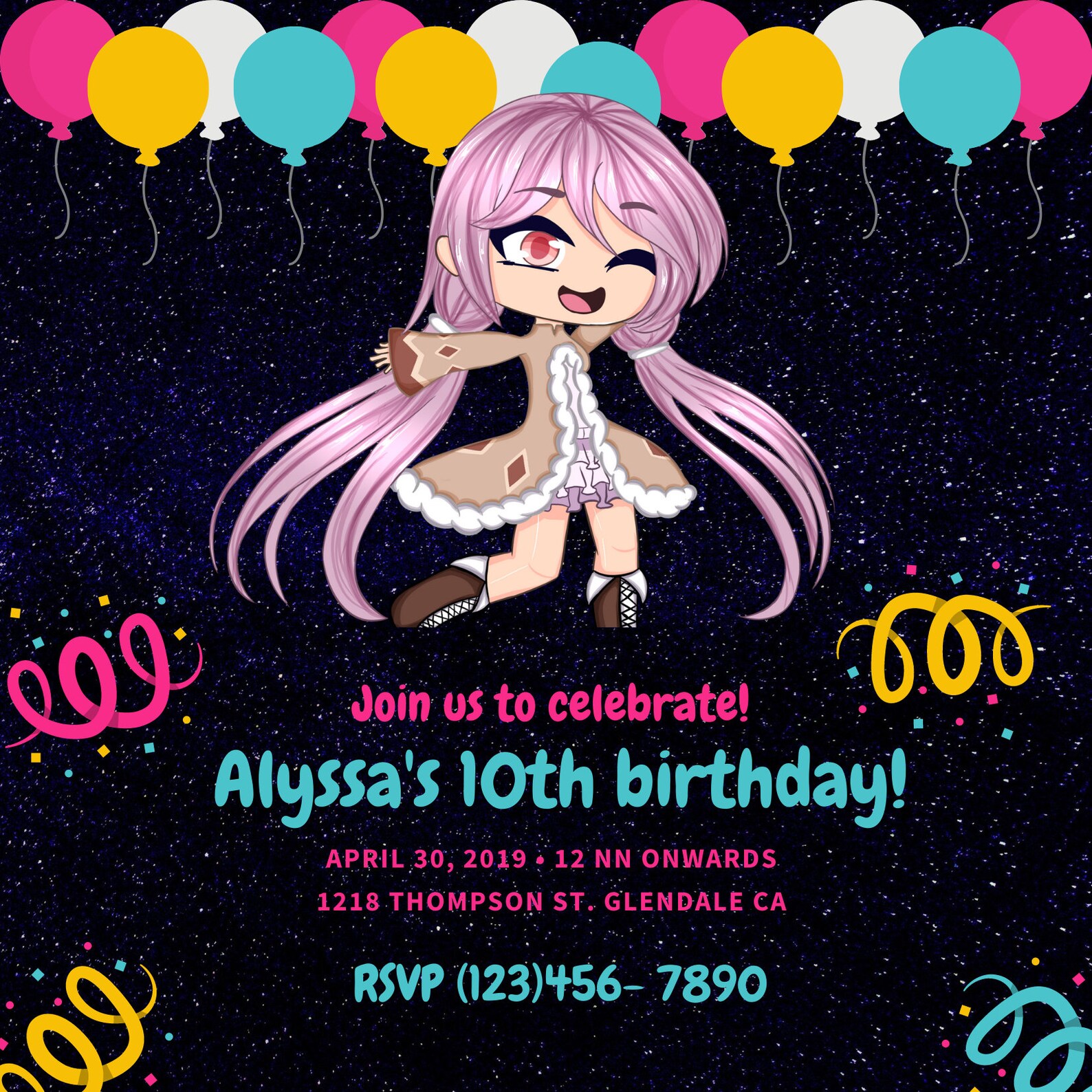 Gacha Life Birthday Personalized Invitation - Etsy Hong Kong