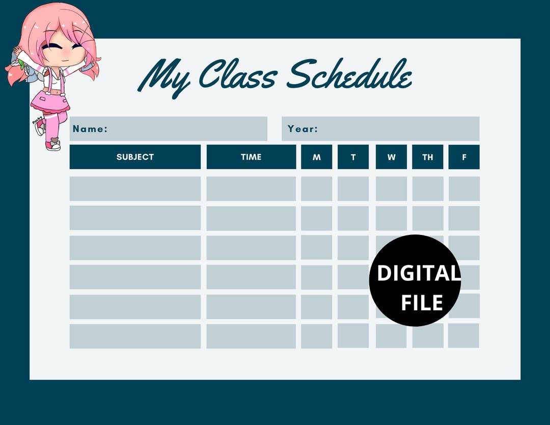 Gacha Life - Class Schedule - Printable - Letter Size - Etsy