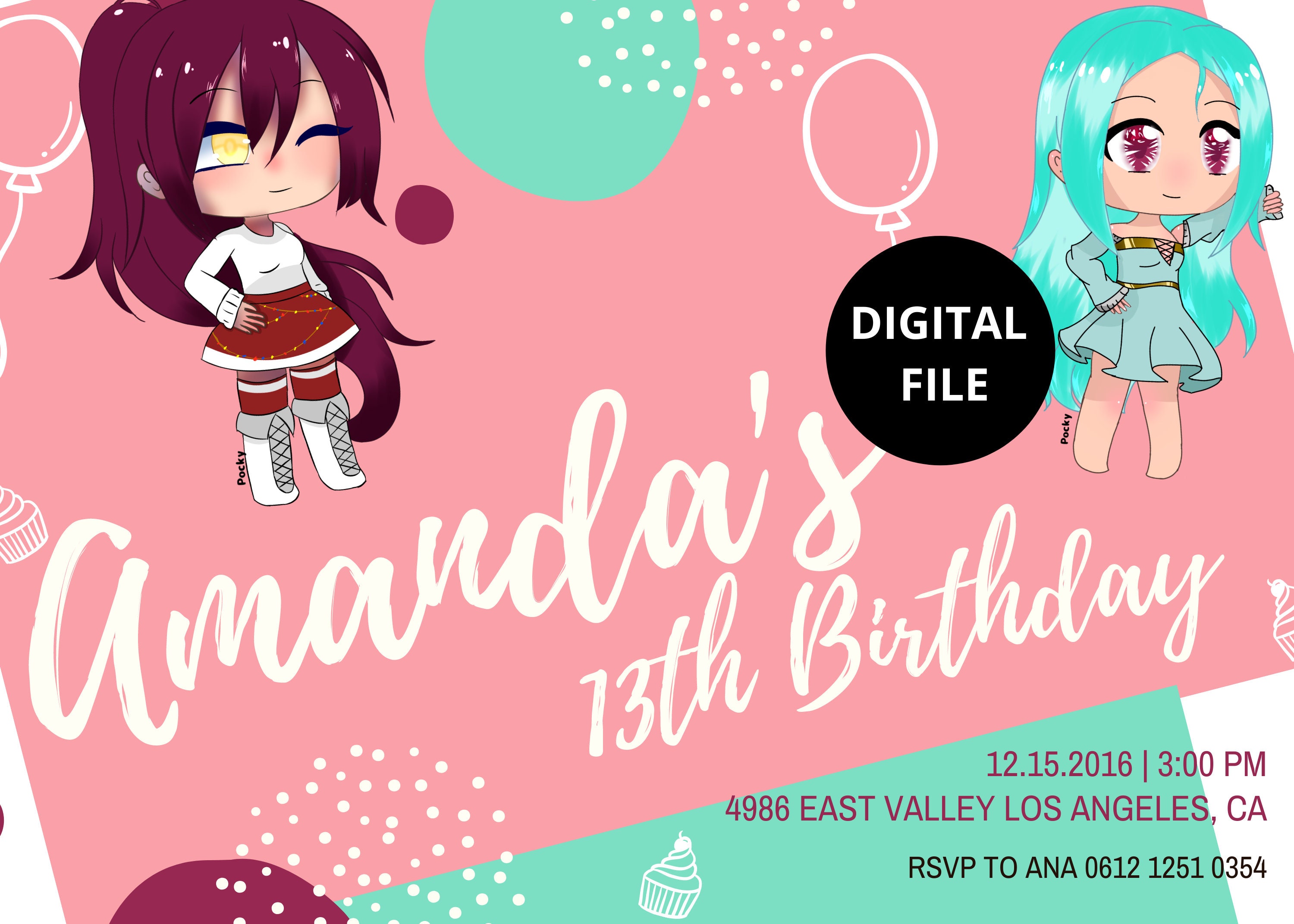 Gacha Life Birthday Personalized Invitation - Etsy Hong Kong