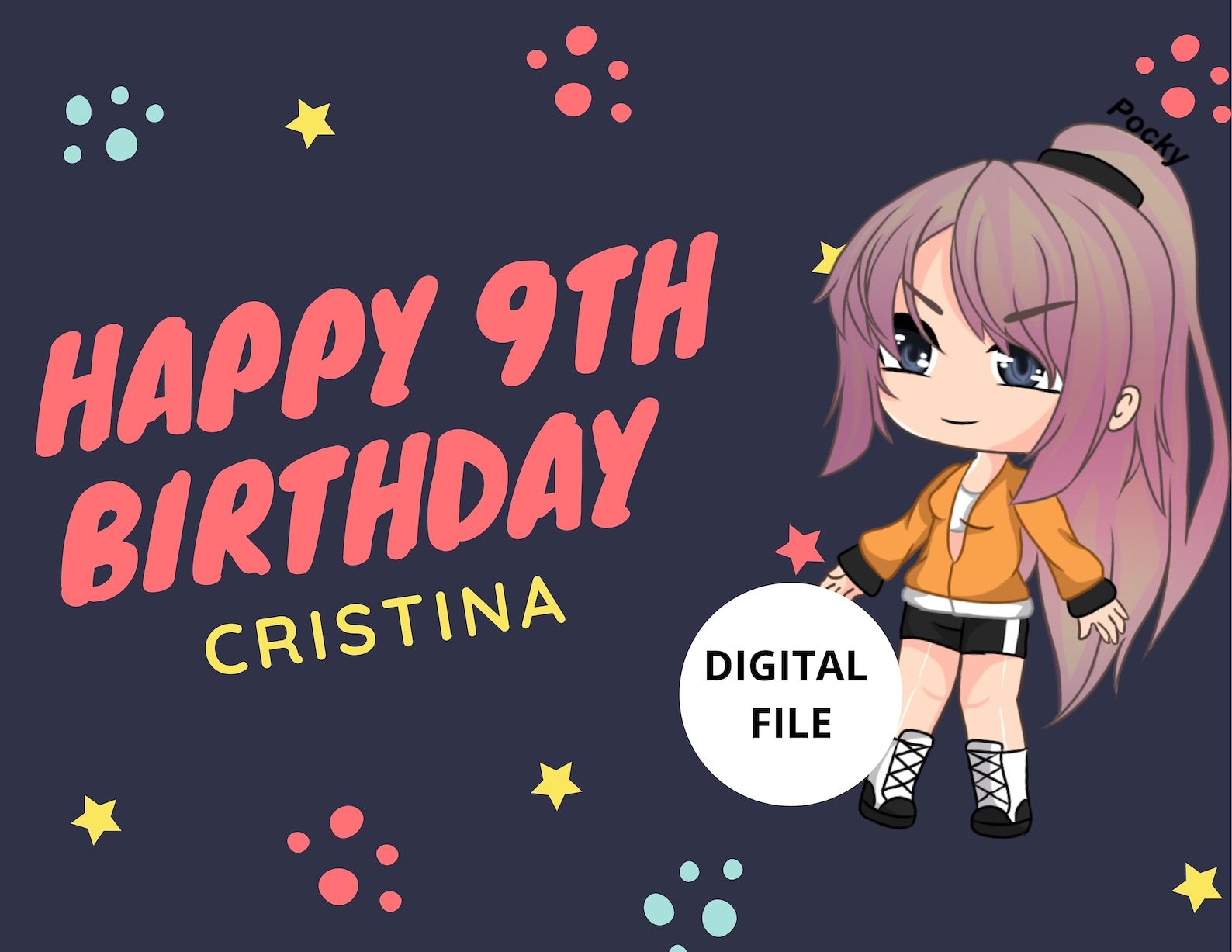 Gacha Life Birthday Personalized Foldable Postcard - Digital Printable ...